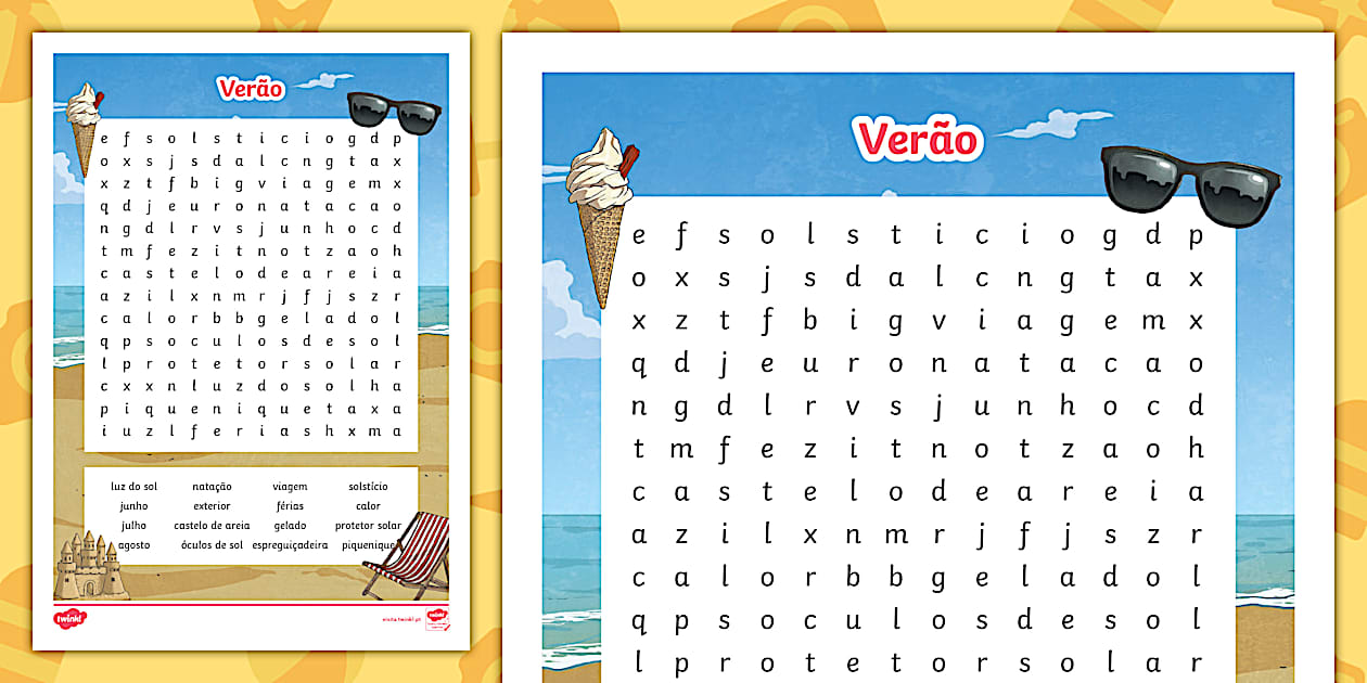 Sopa de Letras: Verão Divertida (teacher made) - Twinkl