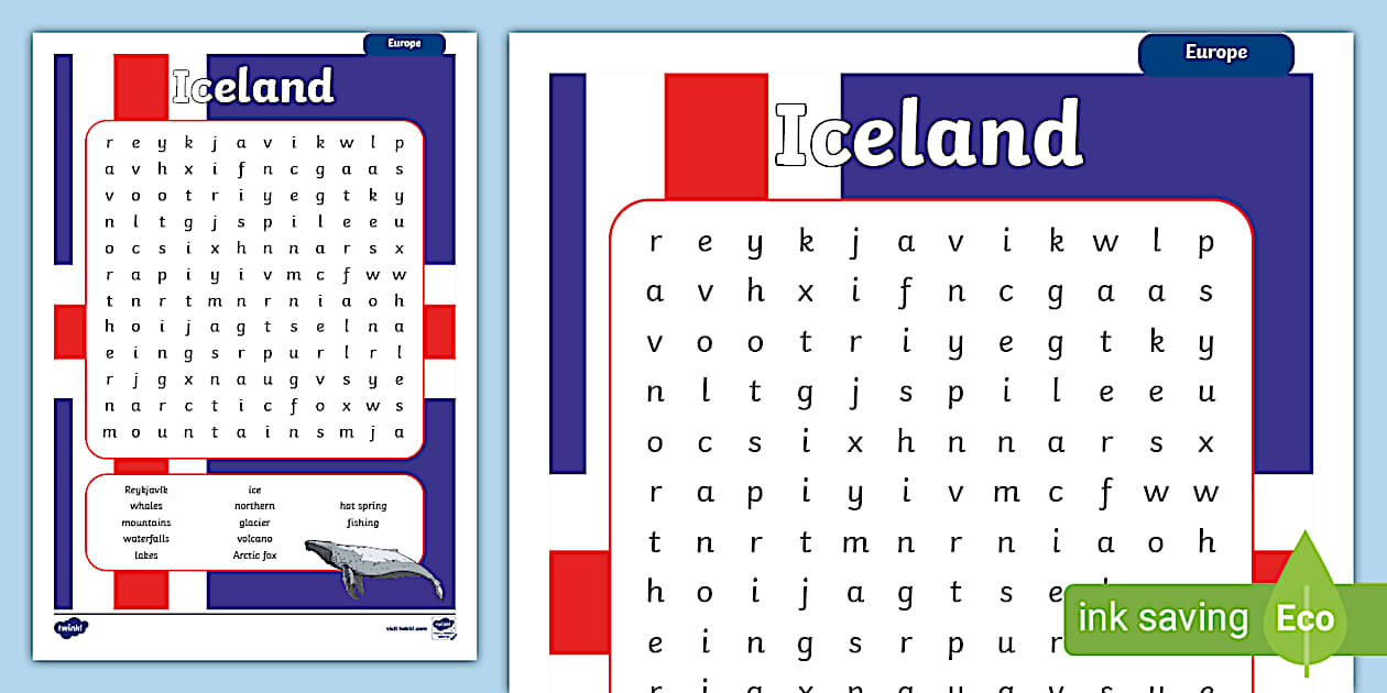 KS1 Iceland Word Search - Geography - Europe (Teacher-Made)