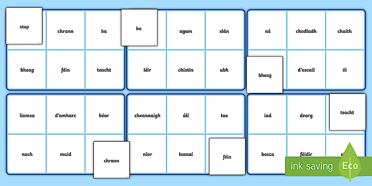 High-Frequency Words in Irish Bingo Game - Primary Resource