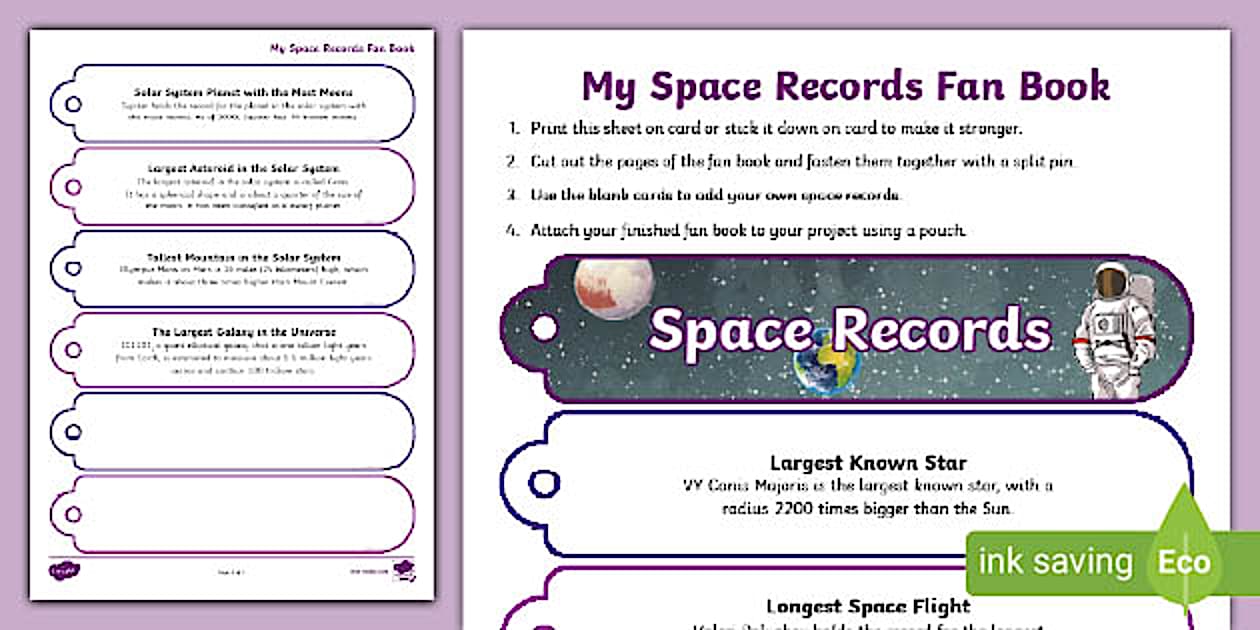 Space Records Fan Book (teacher made) - Twinkl