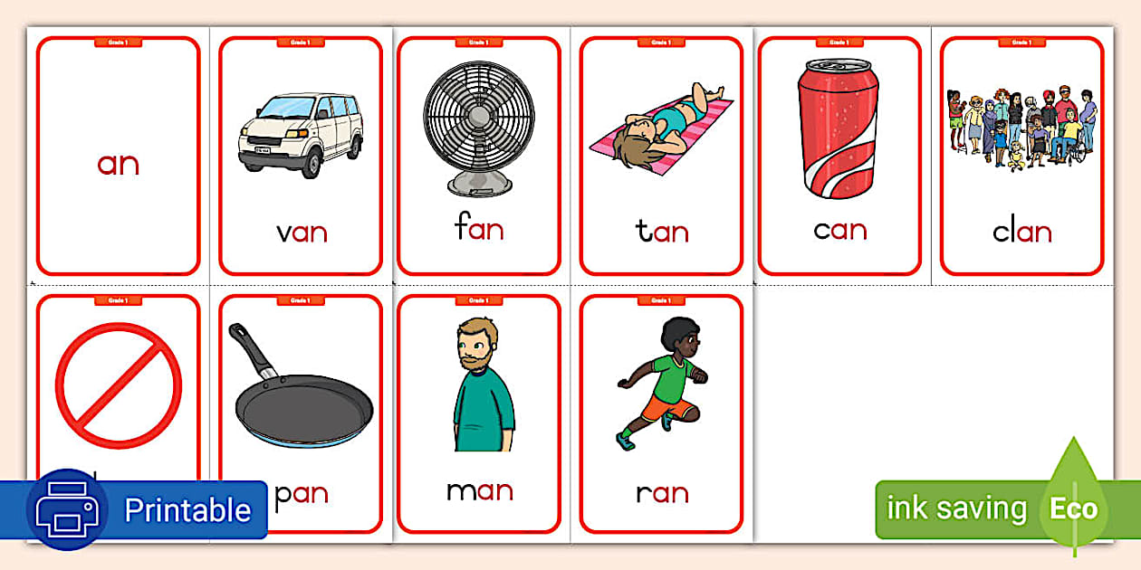 Grade 1 Phonics: -an Flashcards
