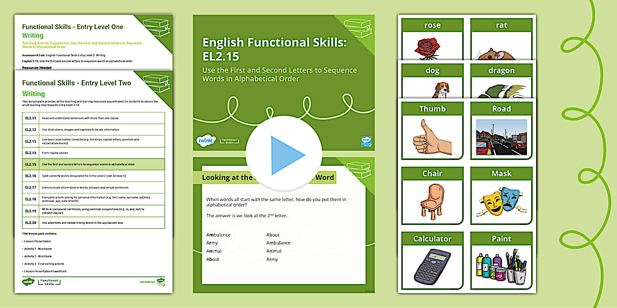 English Functional Skills Entry Level 2.15: Use the first and second ...