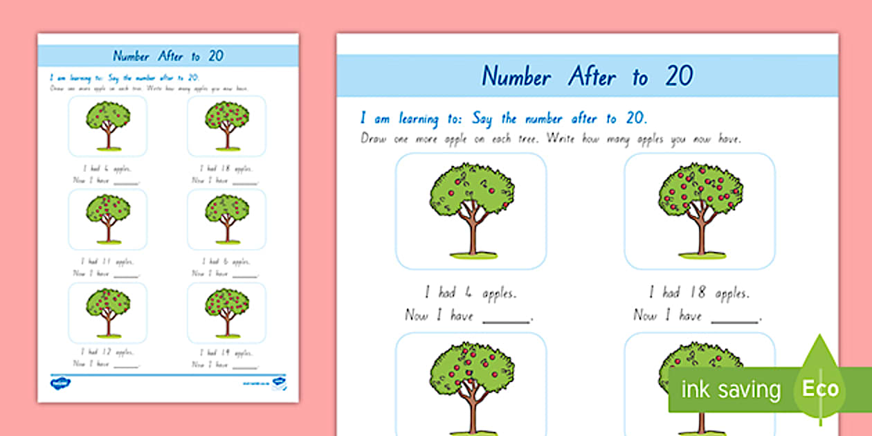 Number After to 20- Apples (Teacher-Made) - Twinkl