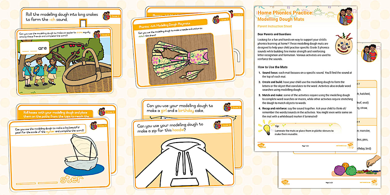 Grade 2 Home Phonics Practice: Modelling Dough Mats Pack