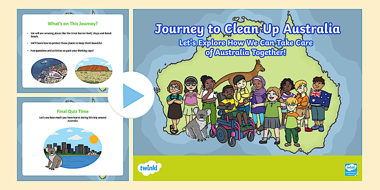 Journey to Clean Up Australia PowerPoint with Quiz - Twinkl