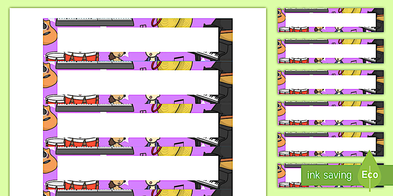 Editable Music Themed Drawer Peg Labels - Twinkl