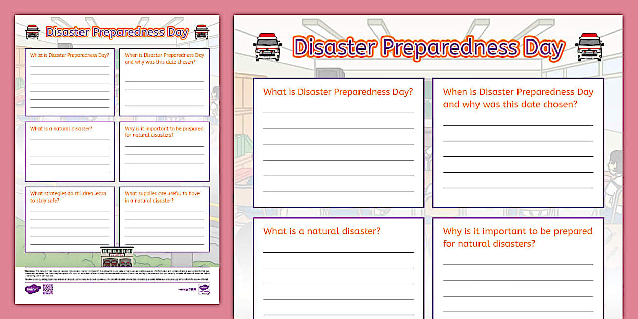 Disaster Preparedness Day Fact File Template (teacher made)