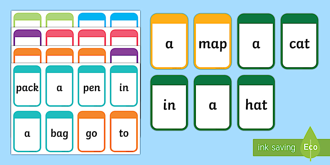 Phase 2 Caption Sentence Building Assorted Word Cards