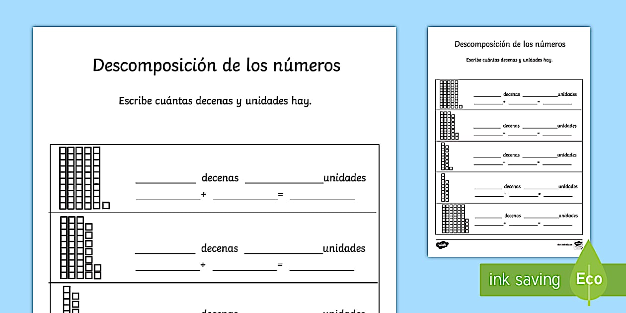 Descomposición de los números Ficha de actividad - Twinkl