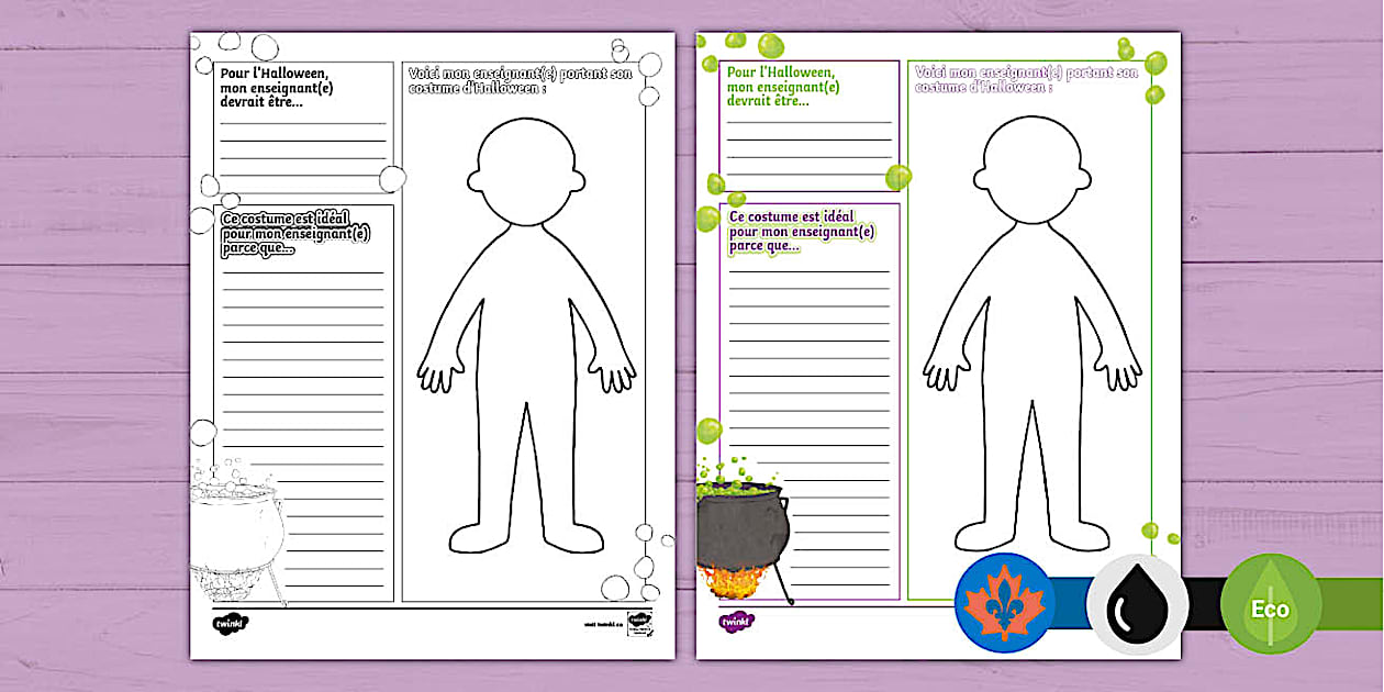 My Teacher Should Be Halloween Costume Writing Prompt French