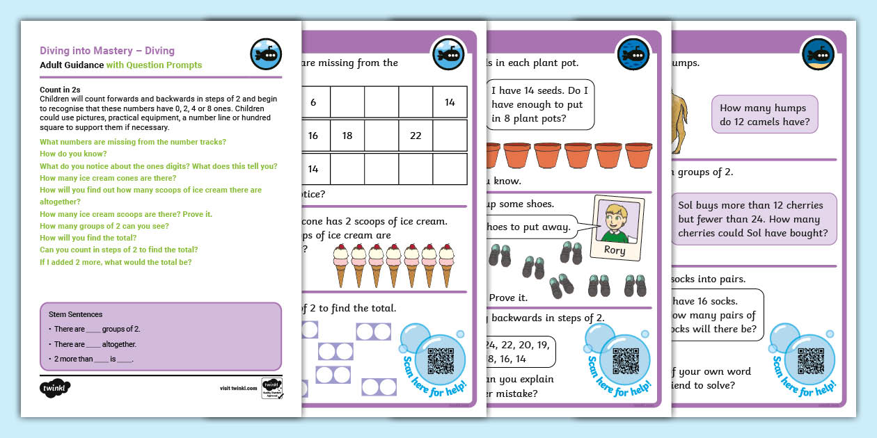 👉 Year 1 DiM: Step 1 Count in 2s Activity Cards - Twinkl