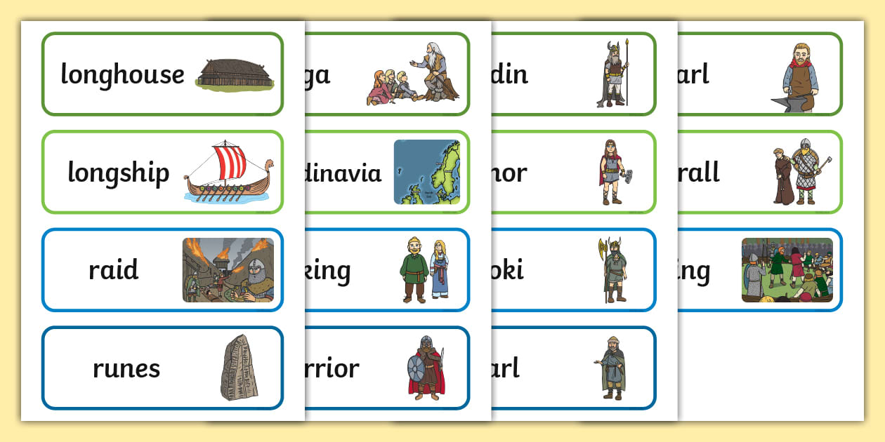 Vikings Word Cards (teacher made) - Twinkl