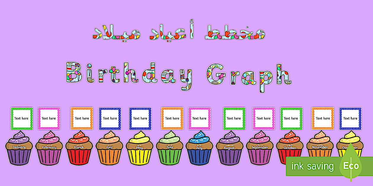 Birthday Graph Display Pack Arabic/English (teacher made)