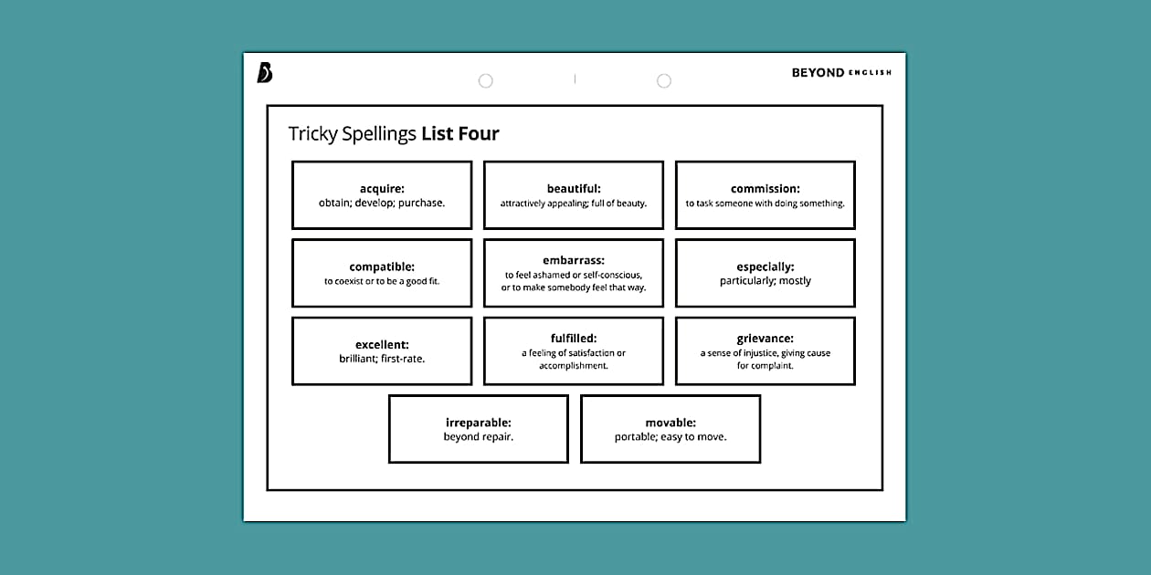 Editable Tricky Spellings Word Mat List 4 - Twinkl
