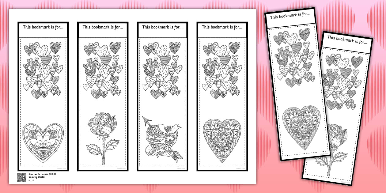 Valentine's Mindfulness Colouring Bookmarks (teacher made)