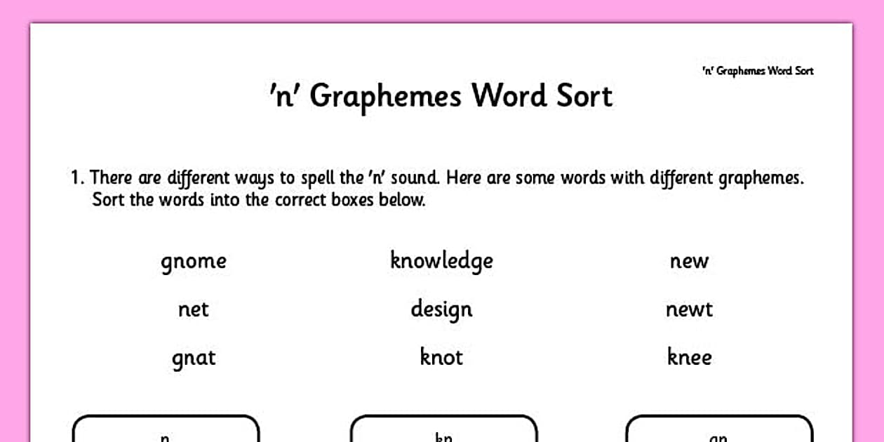 Phase 5 n Graphemes Word Sort - Twinkl