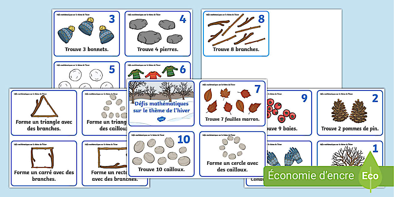 Défis mathématiques sur le thème de l'hiver - Twinkl