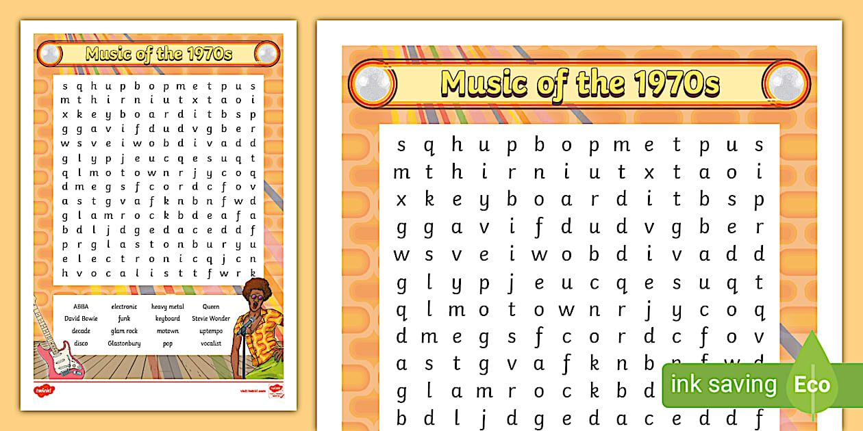 👉 Music of the 1970s Word Search - Twinkl - KS2 - Twinkl