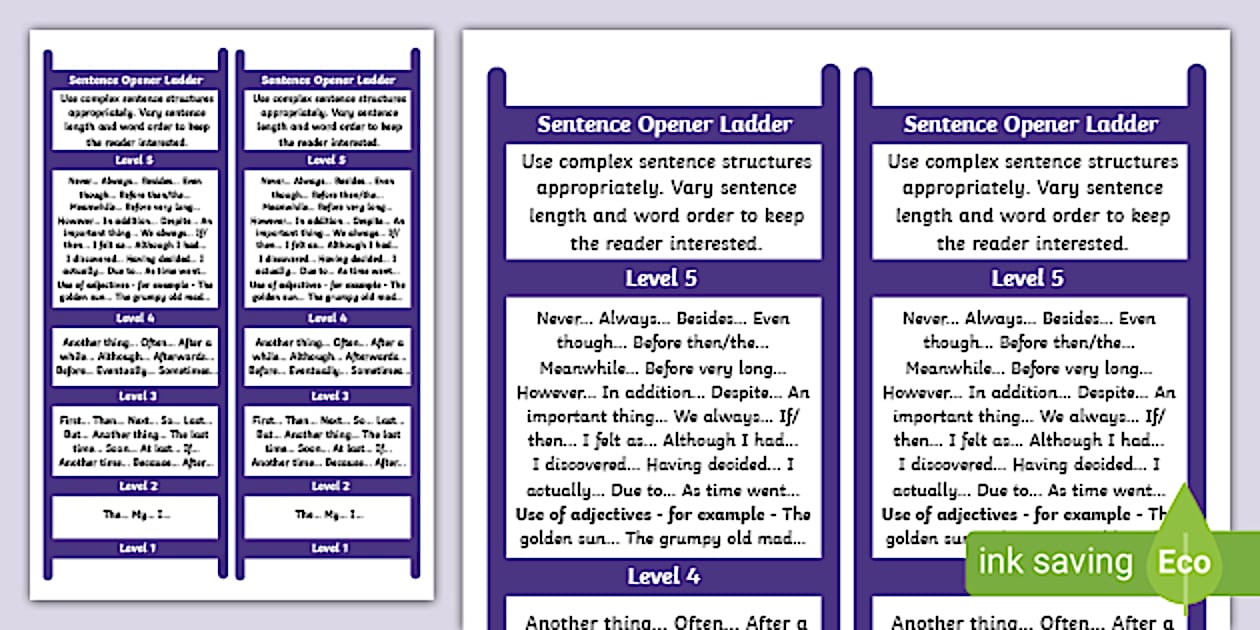Editable Sentence Opener Ladders (teacher made) - Twinkl