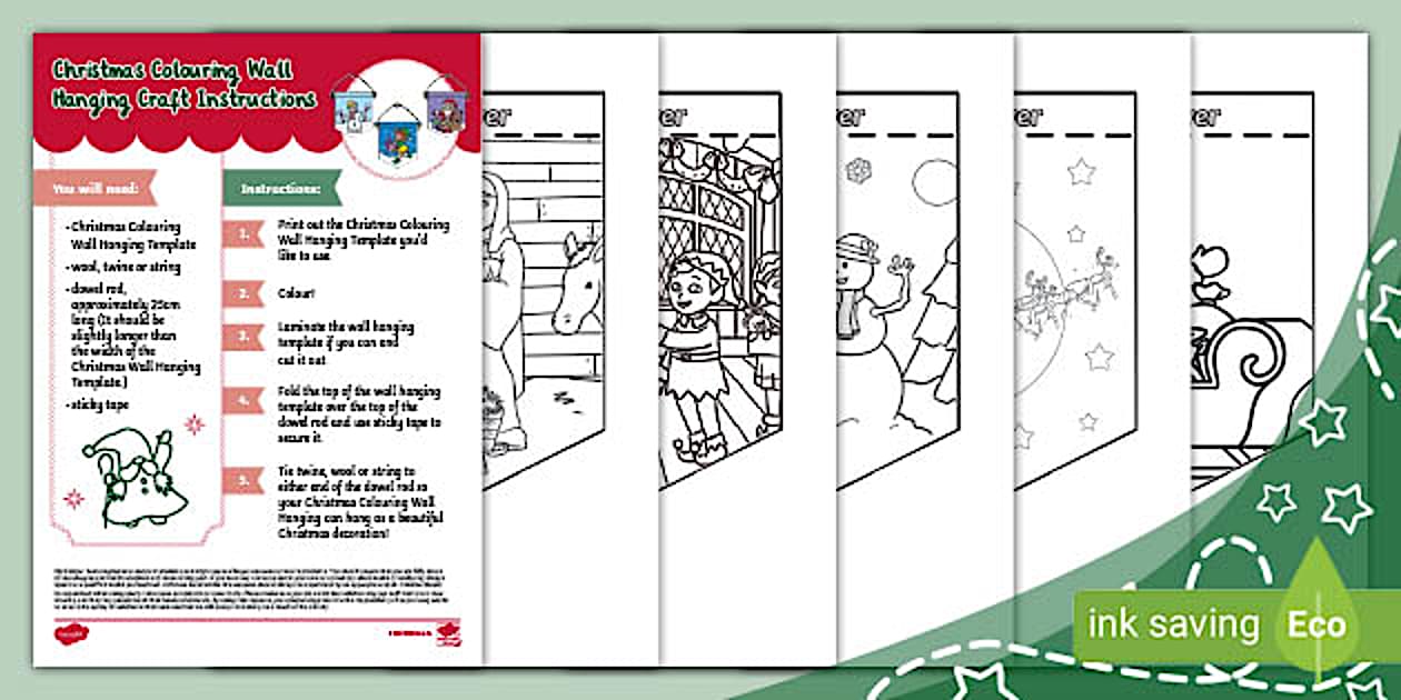 Christmas Colouring Wall Hanging Craft Instructions - Twinkl