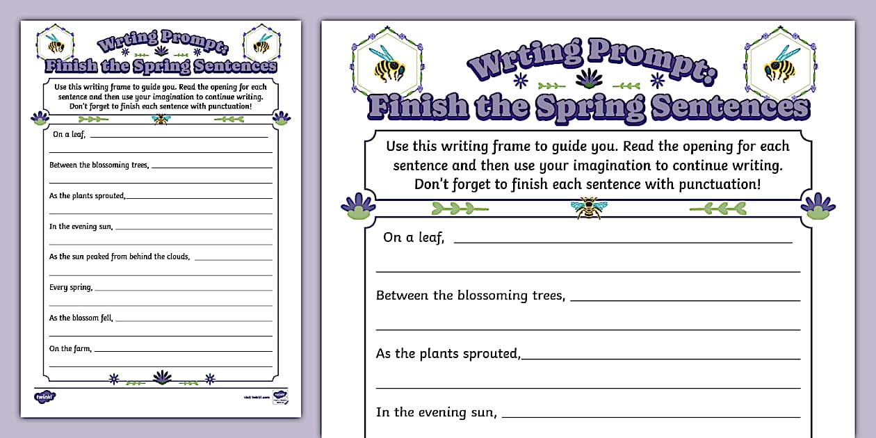 Writing Prompt: Finish the Spring Sentences (Lehrer gemacht)