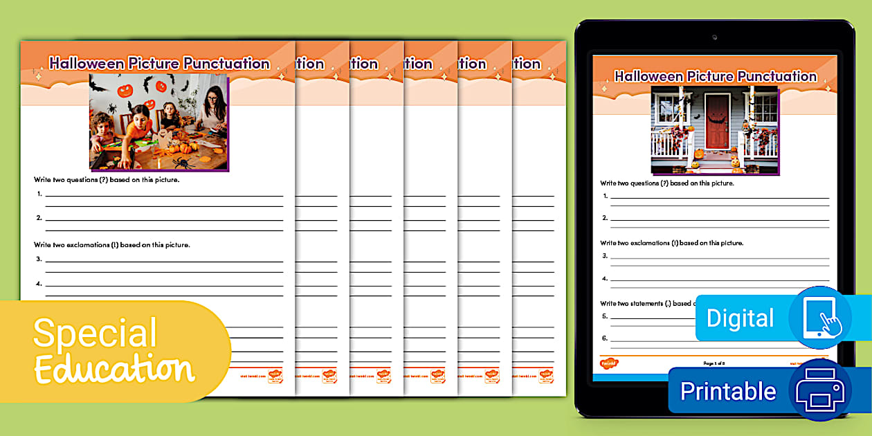 Halloween Picture Punctuation Activity for Older Learners