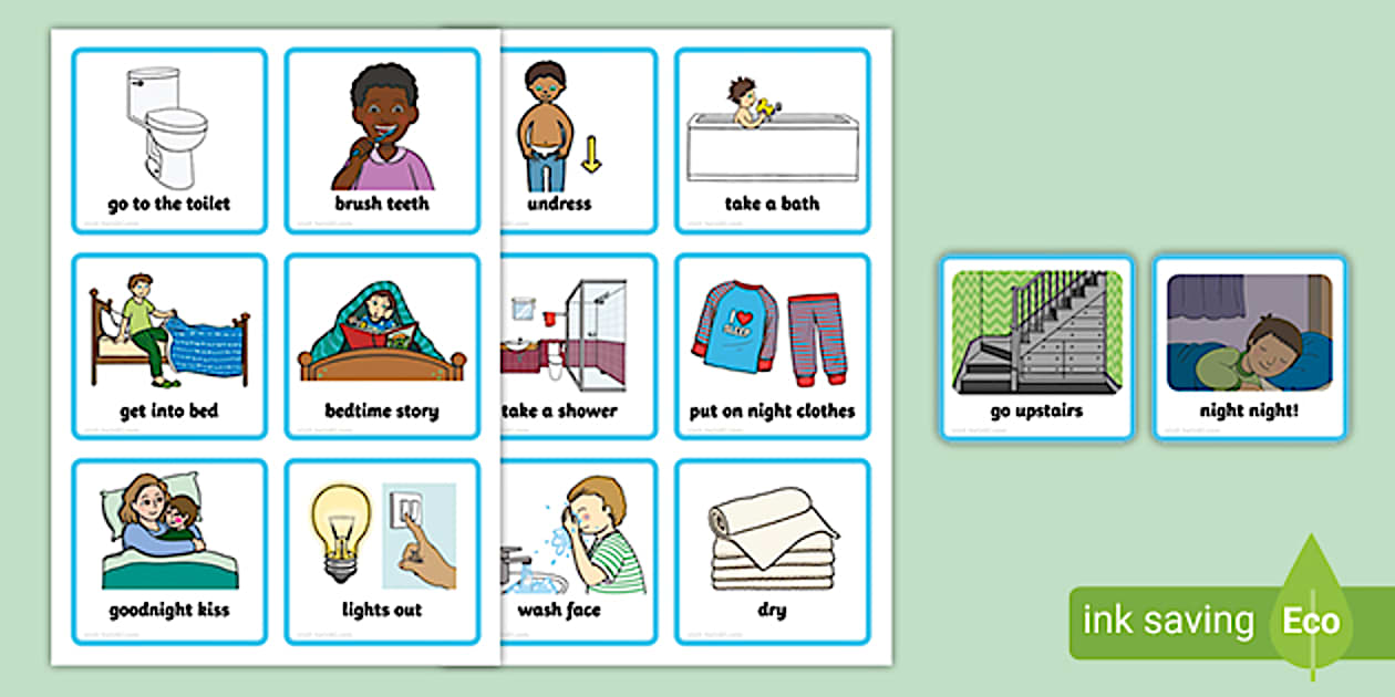 Editable Visual Timetable - Getting Ready For Bed - Boy Illustrations