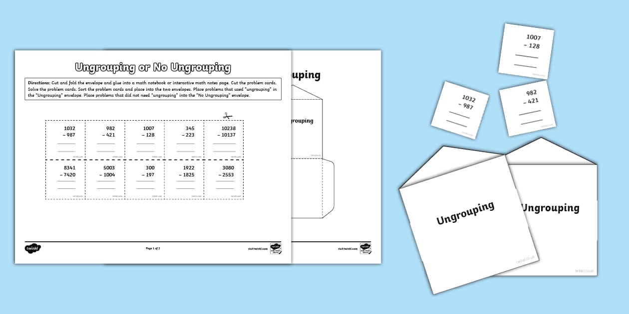 Regrouping Subtraction Interactive Math Worksheet - Twinkl