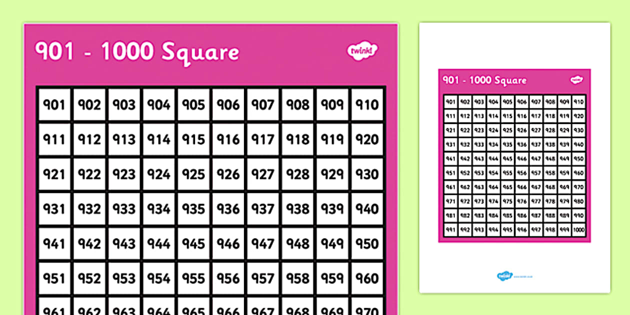 Black and White 901-1000 Square - Twinkl