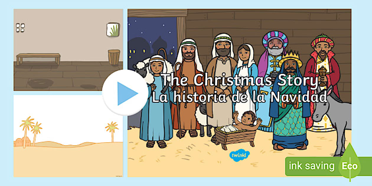 The Nativity Christmas Story Background PowerPoint - English/Spanish