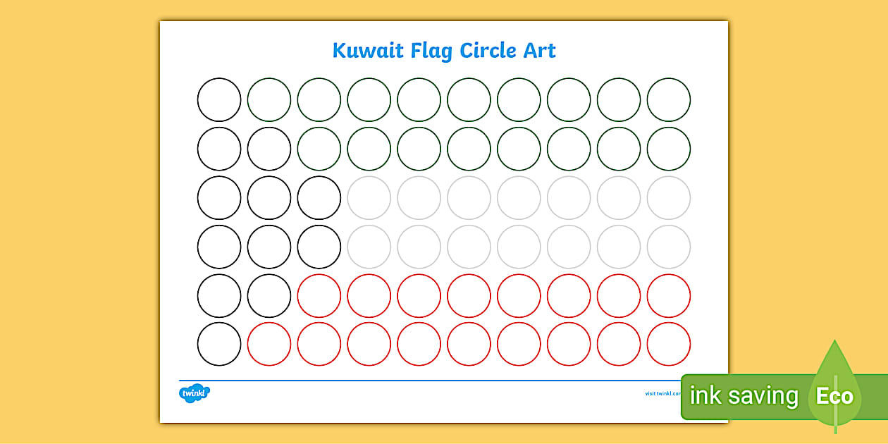 Kuwait Flag Circle Art Worksheet | Twinkl | KS1 | Geography