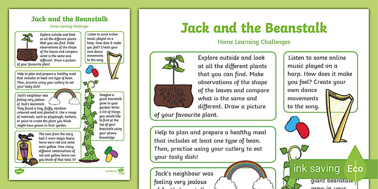 Jack and the Beanstalk Home Learning Sheet Reception FS2