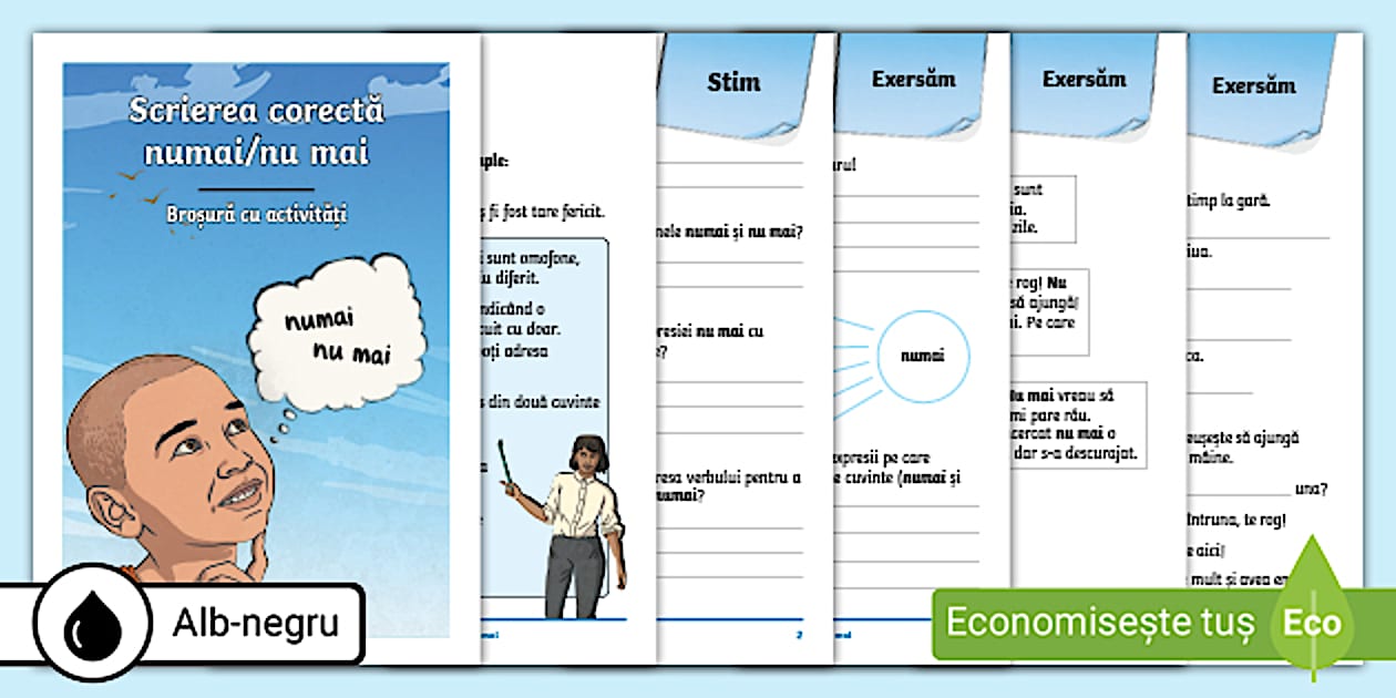 Când se scrie nu mai și numai | Broșură cu activități Twinkl