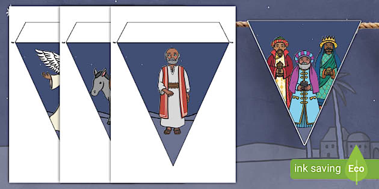 The Nativity Themed Bunting (teacher made) - Twinkl