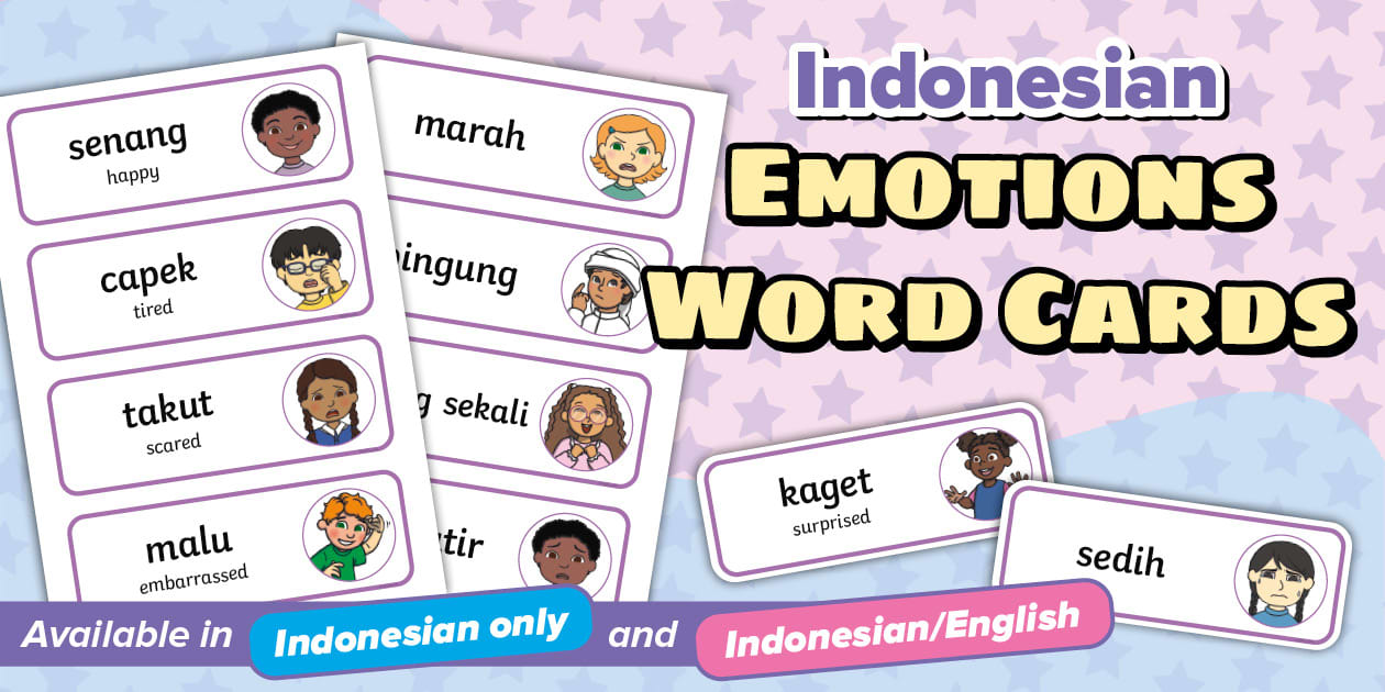 Indonesian Emotions Word Cards