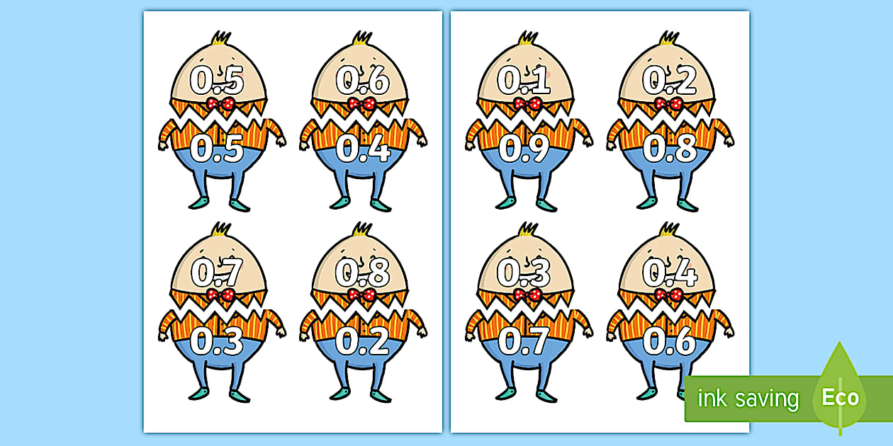 Humpty Dumpty Themed Decimal Number Bonds to 1 Activity