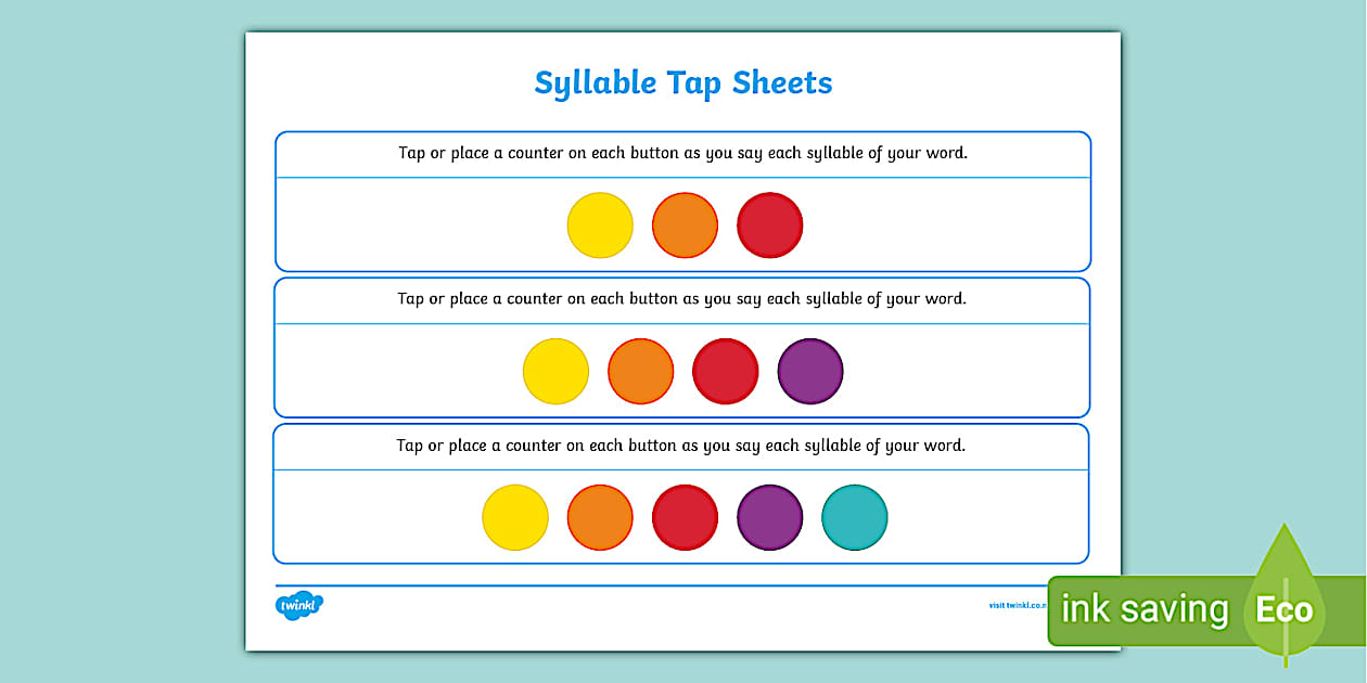 Syllable Tap Sheets (Teacher-Made) - Twinkl