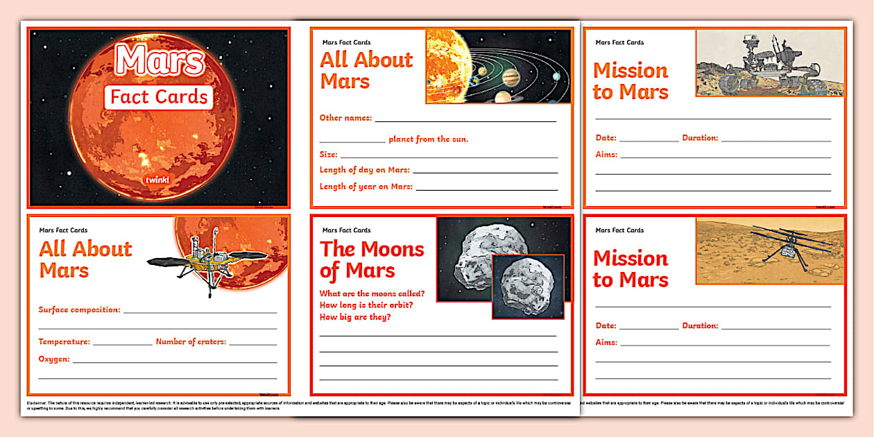 Mars Fact Cards Template - Twinkl Templates - Twinkl