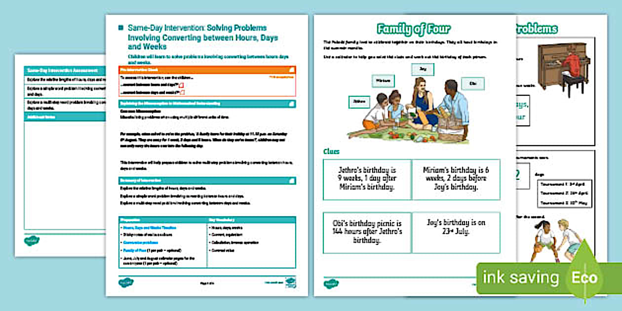 👉 Y5 Intervention: Problems converting hours, days & weeks