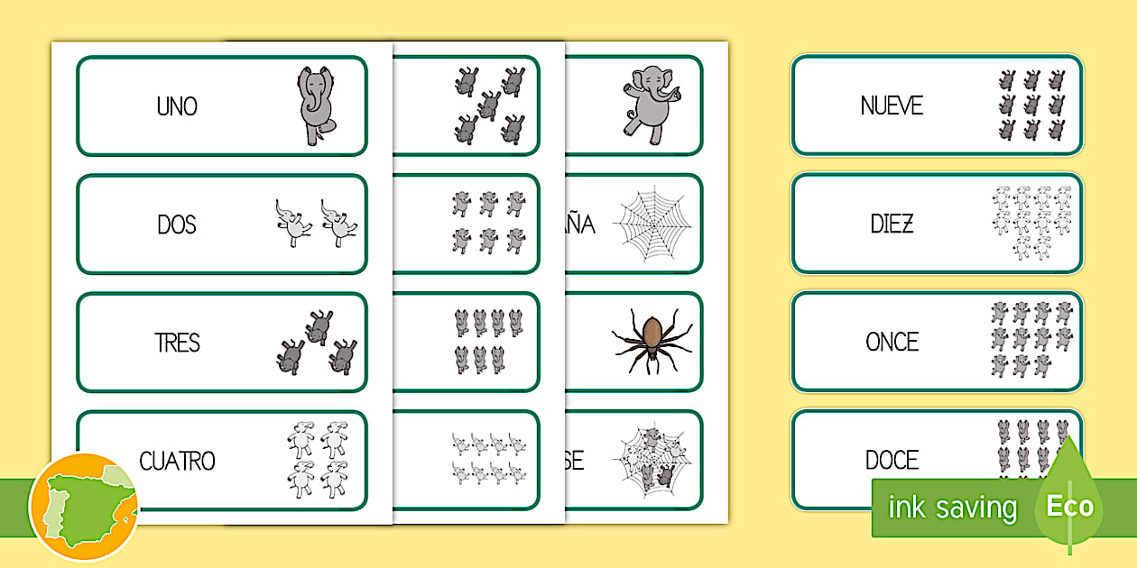 Tarjetas de vocabulario: Un elefante se balanceaba 1-20