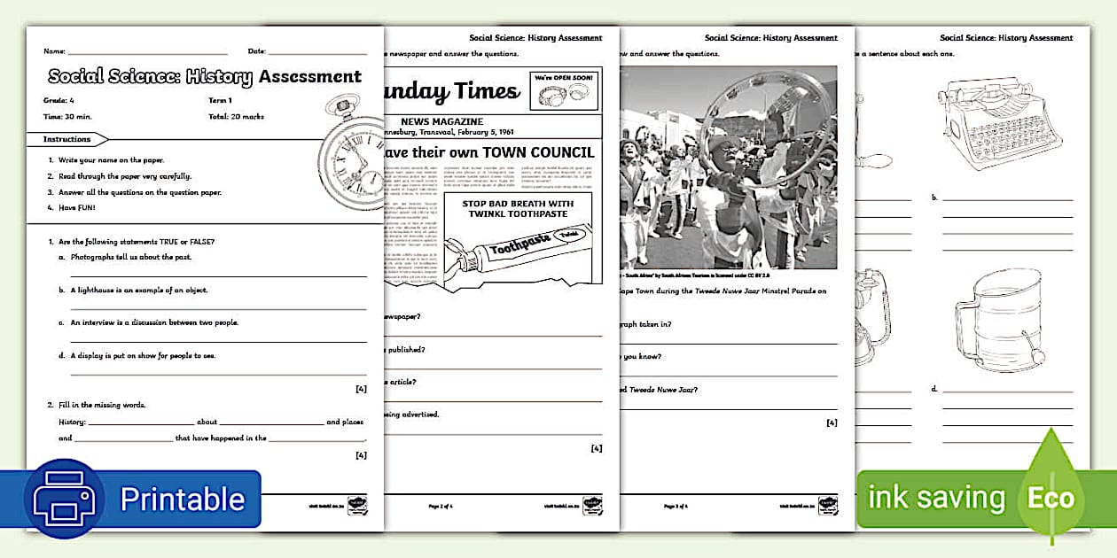 FREE! - Grade 4 Social Science History Term 1 Assessment | Twinkl SA