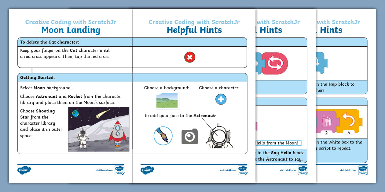 Creative Coding with ScratchJr: Moon Landing - KS1 Computing