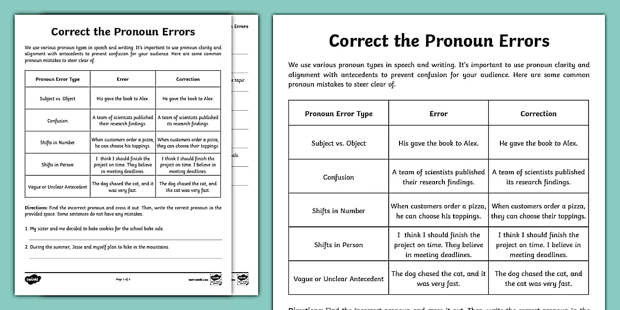 Using Pronouns Correctly Worksheet | 6th Grade Resource