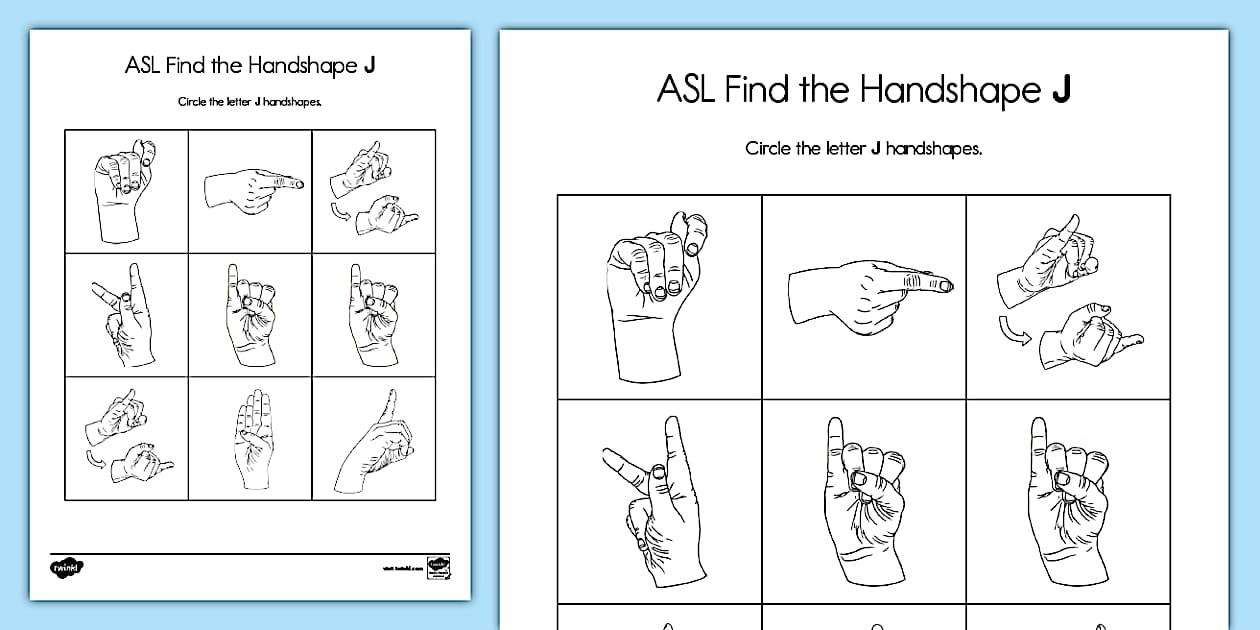 ASL Find the Handshape Letter J (teacher made) - Twinkl