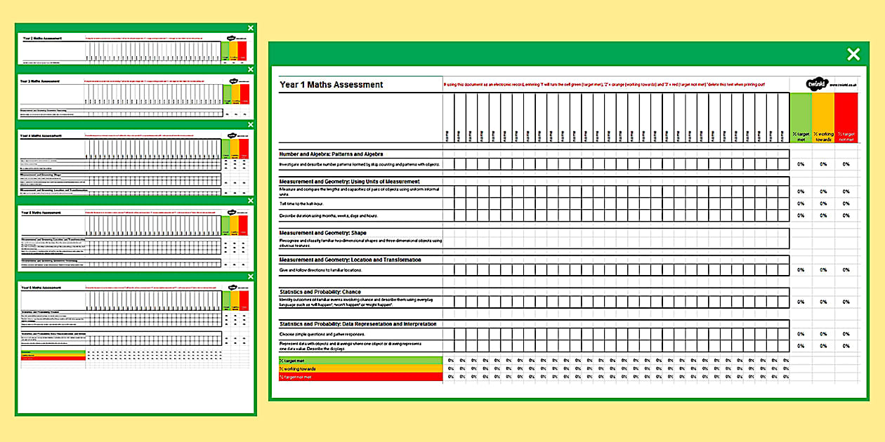 Australian Curriculum Year 1 to 6 Maths Assessment Spreadsheet Resource ...