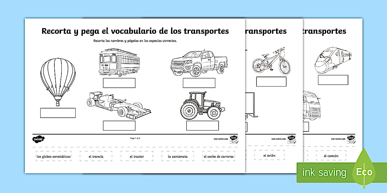 Transport Scene Labelling Cut and Stick Worksheet / Worksheet