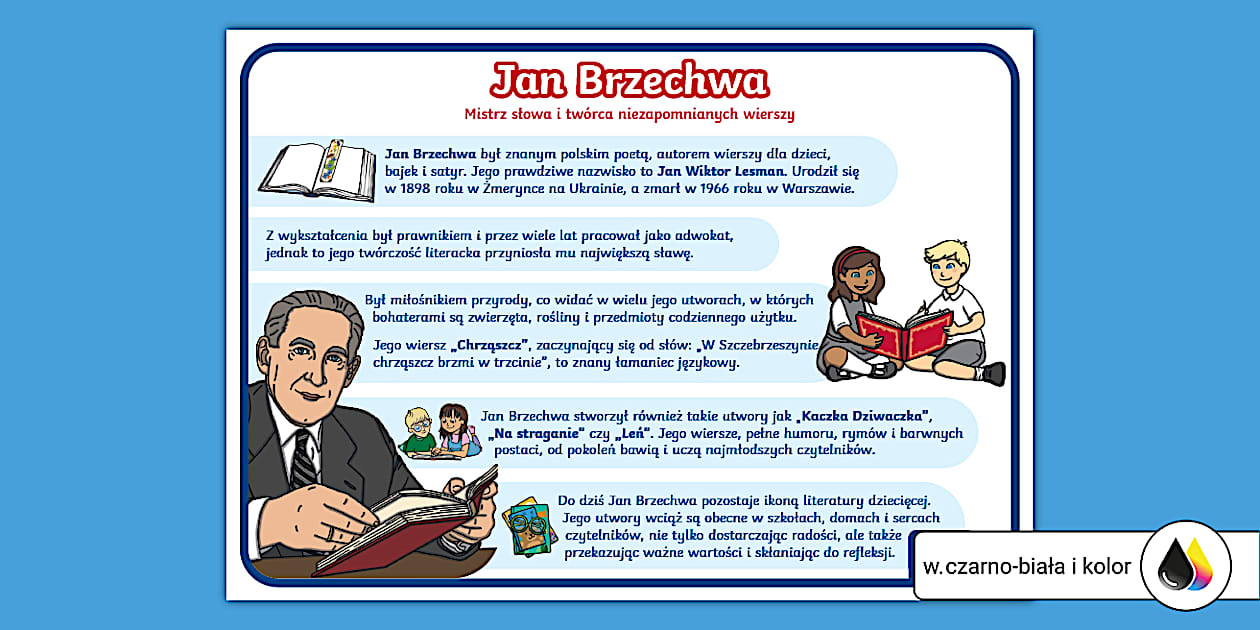 Jan Brzechwa | Plakat informacyjny | Literatura dla dzieci