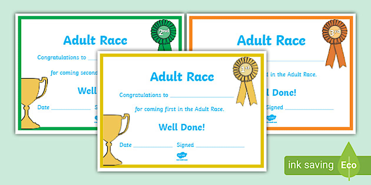 Editable Sports Day Adult Race Certificates (teacher made)