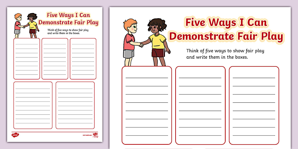 Five Ways I Can Demonstrate Fair Play - Twinkl - KS1