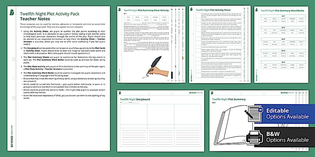 Twelfth Night Plot Activity Pack | GCSE Shakespeare | Beyond